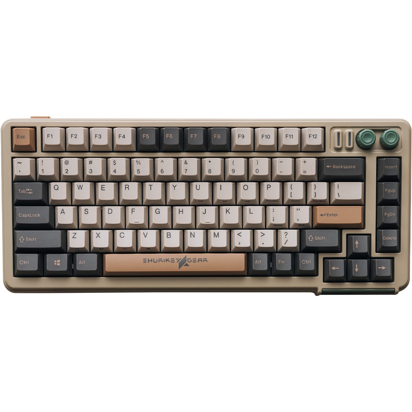 Shurikey 75% Gaming Keyboard Wireless Wired Compact 80% Retro Mechanical Keyboard with ABS Double Shot keycaps - Saizo 002 (Varmilo EC V2 Moxa Switch)