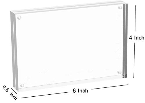 Meetu Acrylic Picture Frame 4x6,Clear Freestanding Double Sided 20mm Thickness Frameless Magnetic Photo Frames Desktop Display with Gift Box Package(5 Pack)