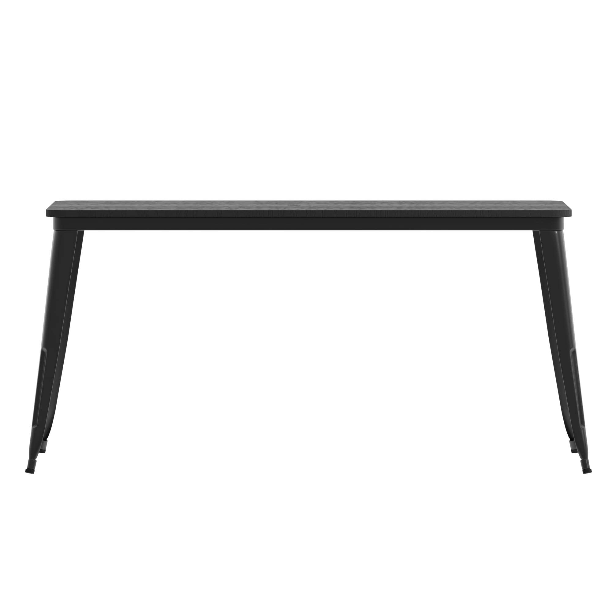 Flash Furniture Declan Commercial Outdoor Dining Table with Umbrella Hole, All Weather Poly Resin Top and Steel Base, 30" x 60", Black/Black
