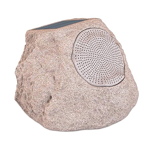 GGII Outdoor Rock Speakers Bluetooth Waterproof Solar-Powered Wireless Portable Rock Bluetooth 5.0 Speakers with 7 Light Colors, Rechargable Outdoor Speaker for Patio Backyard Poolside Porch Deck BBQ