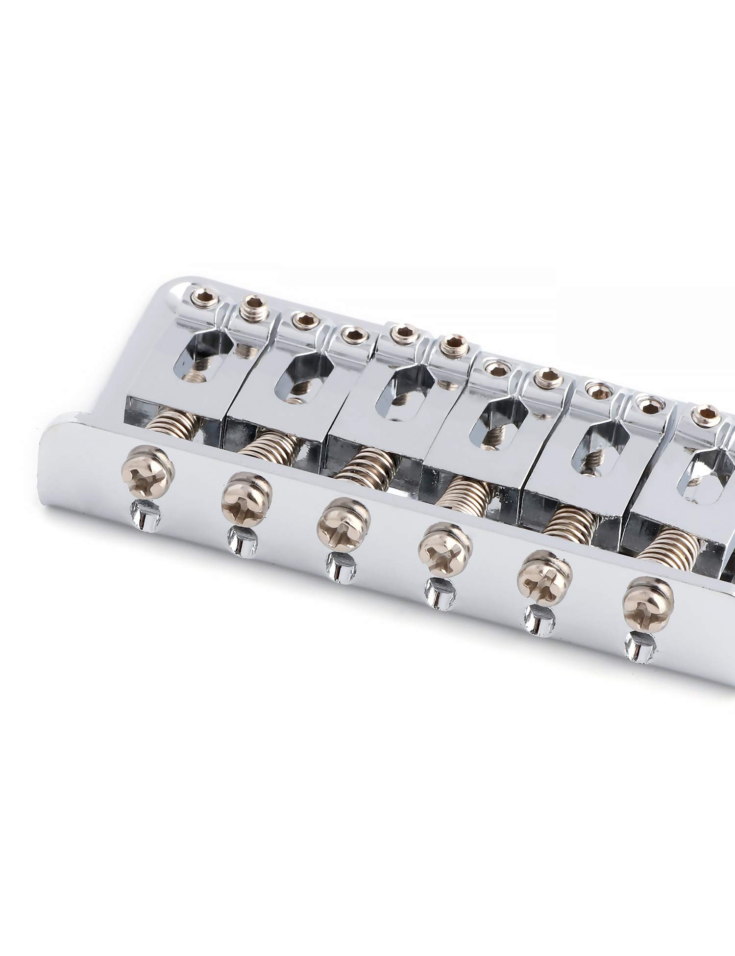 Metallor Top Load Guitar Bridge Tailpiece Fixed Hardtail Saddle Bridge Compatible with 6 String Fender Strat Tele Style Electric Guitar Parts Chrome.