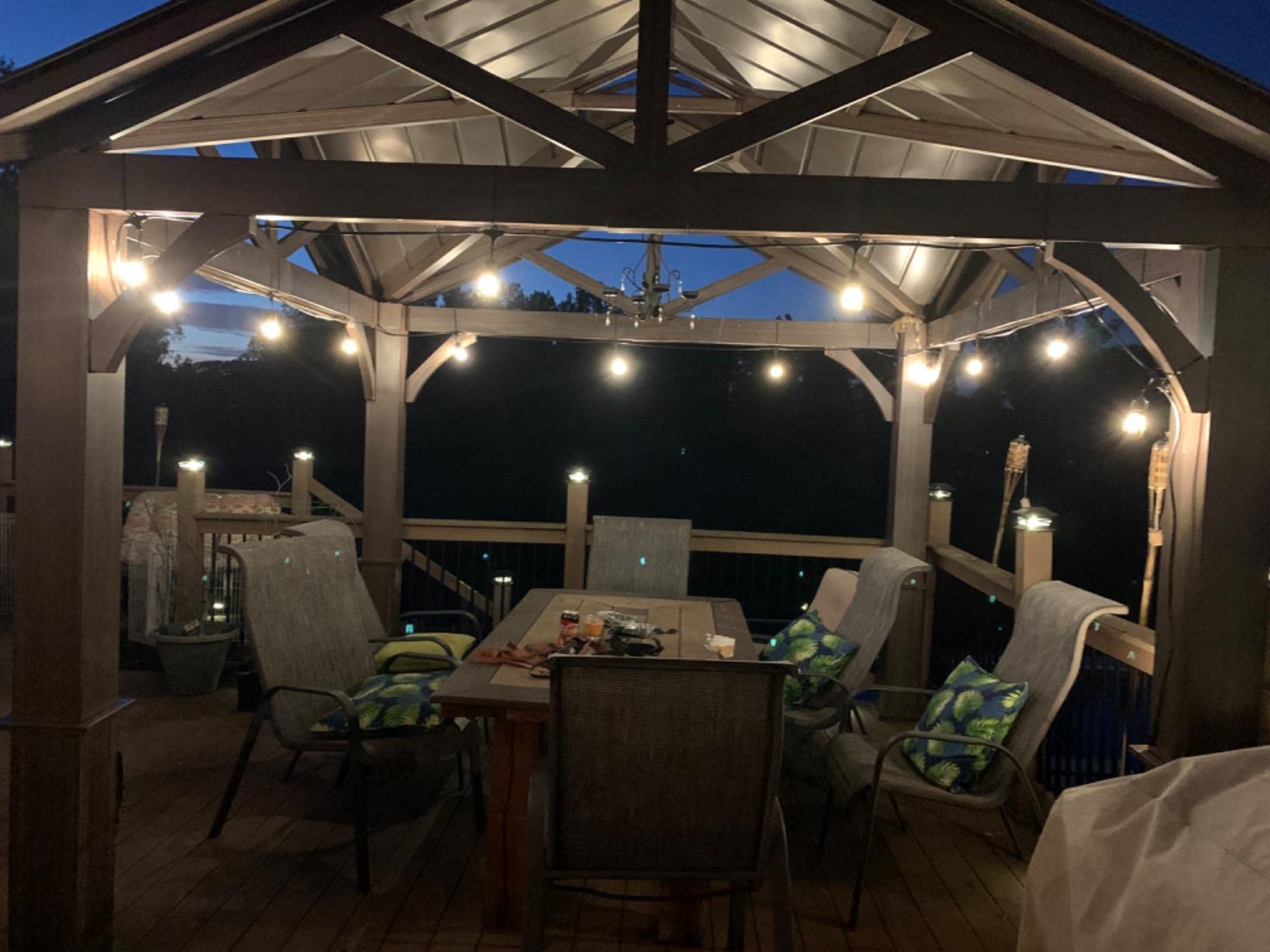 Brightech Ambience Pro LED Outdoor String Lights - 48 Ft Dimmable Patio Lights - Commercial Waterproof Porch String Lights for Outside, Backyard, Gazebo - 2W Anti Glare, Gold Tip Bulbs