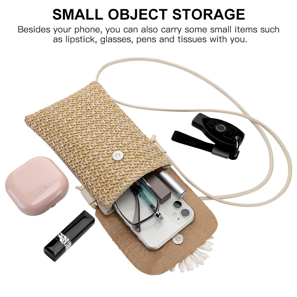 Soleebee Boho One Shoulder Crossbody Phone Bag Small Shoulder Bag Mini Wallet for Women Storage Bag Woven Leather Trim Phone Bag Compatible with Multiple Phone Sizes, Daisy A