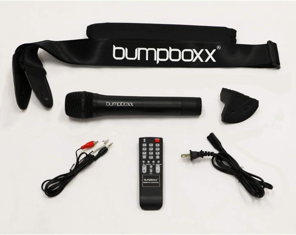 Bumpboxx Bluetooth Portable Speaker Boombox Uprock Brown Checkered | Retro Boombox with Bluetooth Speaker | Rechargeable Lithium Battery | Includes Wireless Microphone, Carrying Strap & Remote Control