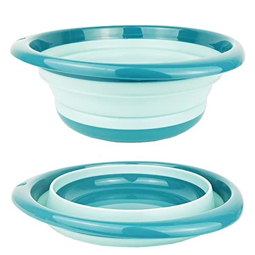 CARTINTS 10.2inch Collapsible Wash Basin, Camping Foldable Dish Tub for Kitchen,RV and Camping, Space Saving Plastic Wash Tub, 1PCS, Blue