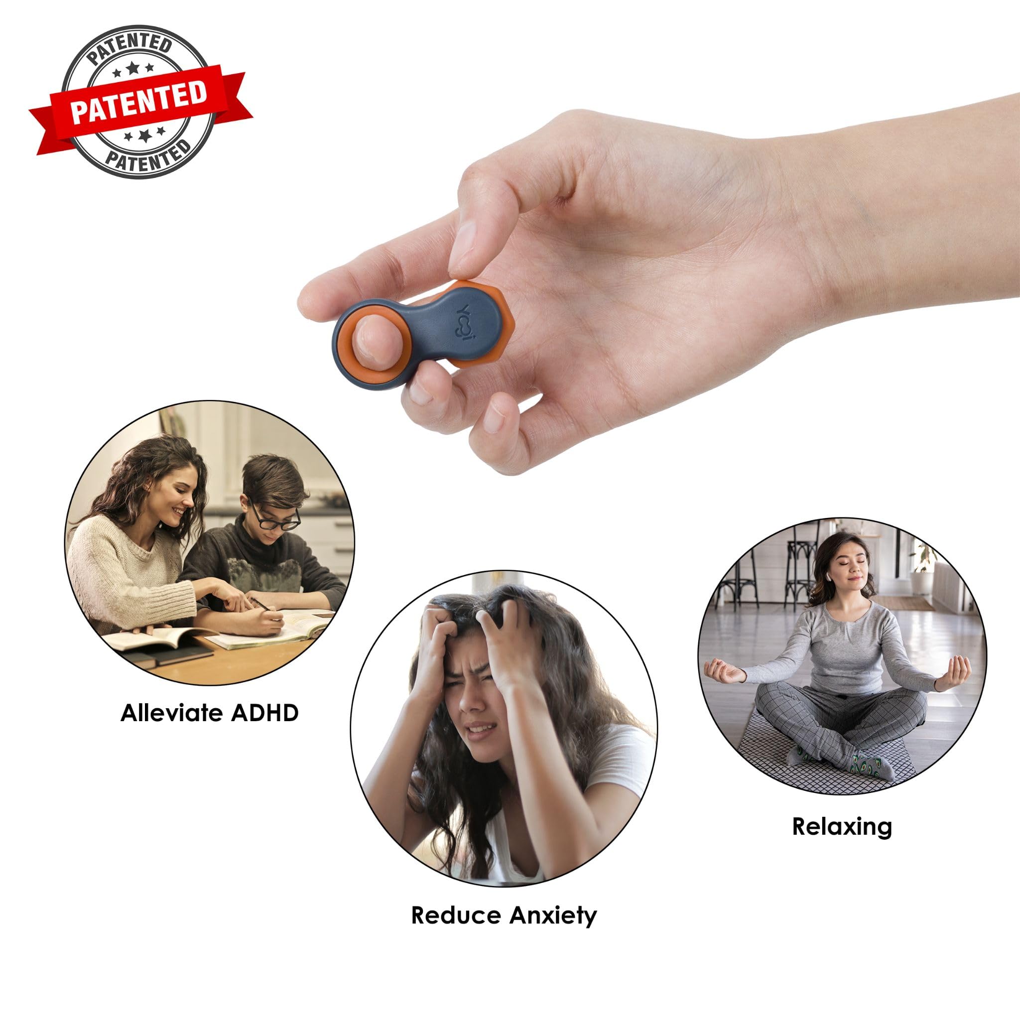 Yogi Fidget Toy - Patented Fidget Spinner Design, Desk Toy for Office, Anxiety Relief, ADHD Toy, Autism, Quiet Fidget Toys for Adults & Kids, Five Ring Sizes, Easy to Use Sensory Toy - Supernova