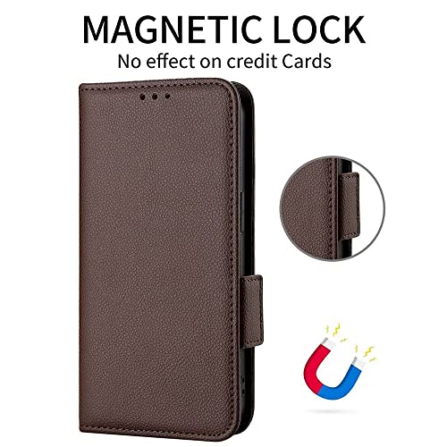 Diaobaolee Case Cover Compatible with Oppo Realme X50 Pro 5G,Leather Flip Case with Card Slot,Wallet Design,Magnetic Lock,Kick Stand,Leather Case for Oppo Realme X50 Pro 5G Brown