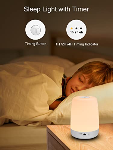 YYDSKIT Night Light for Kids Baby Nursery 200hrs Rechargeable Touch 3Dimming 5Color Changing Lamp 3Timers Portable