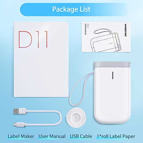 JADENS Label Maker Machine, D11 Portable Bluetooth Printer for Labeling, Home, Office, Organization, Mini Label Maker Machine with Tape, Multiple Templates AvailableĀ for Phone, Handheld Labeler, White