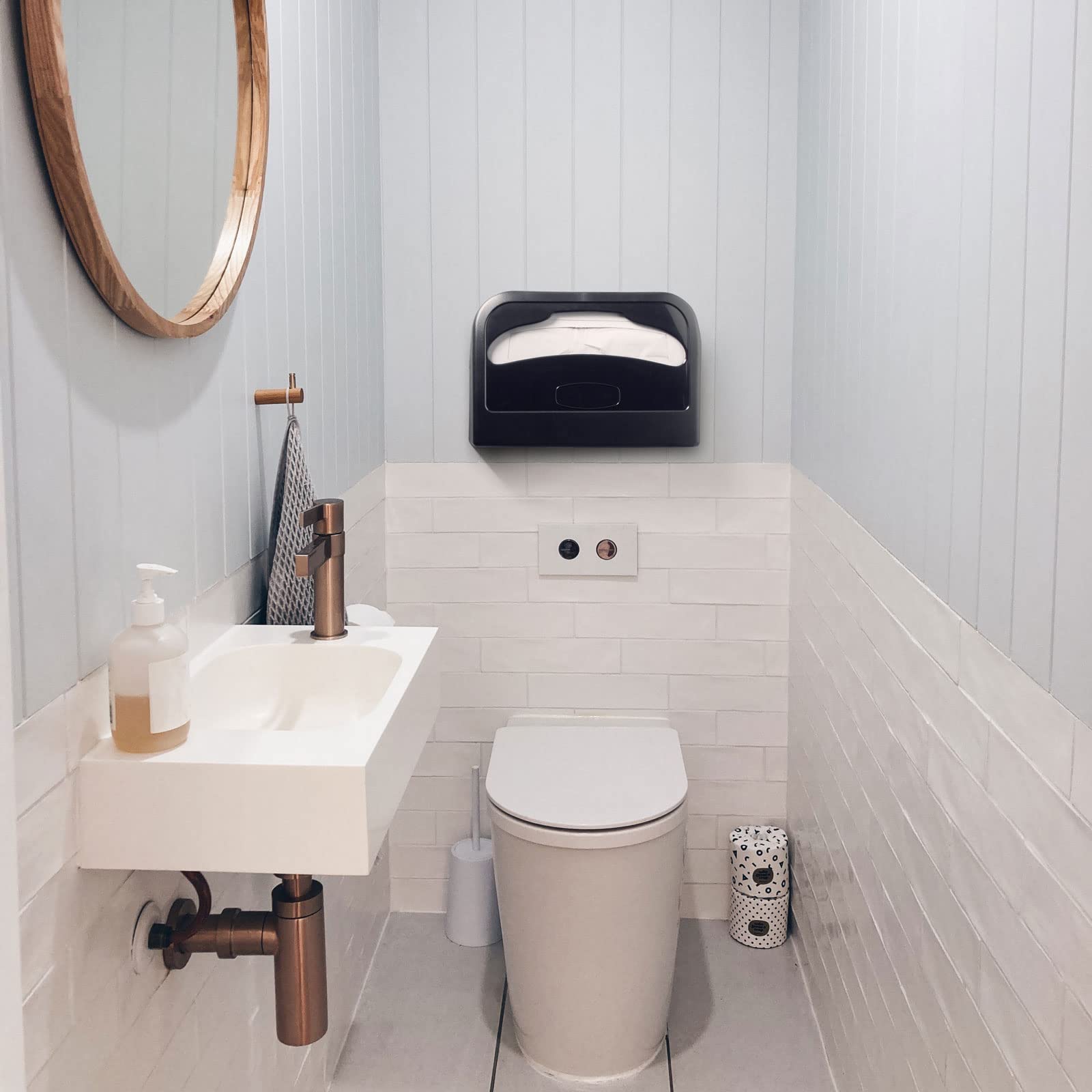 EZbrnd Wall Mount Half-Fold Toilet Seat Cover Dispenser for Commercial/Washroom/Office, Seat Cover Paper Sold Separately, Black, 3100B-EZ