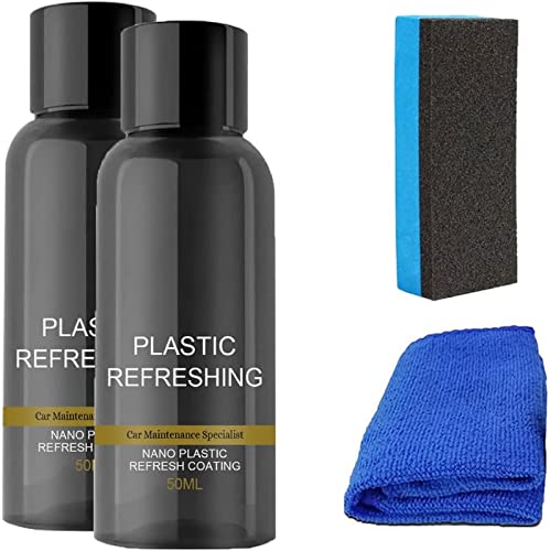 Meine Plastic Revitalizing Coating Agent, 2022 New Car Restorer Cream Quick Restorer, Nano Refreshing Coating, Parts Retreading Agent Automotive Interior Cleaning (2pcs-50ml), 1.69 Ounces