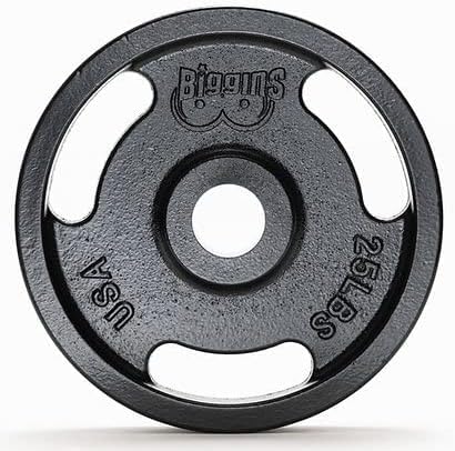 Biggins Cast Iron Olympic Weight Plate Pairs and Sets Strength Training Lifting Working Out (25, Pounds)