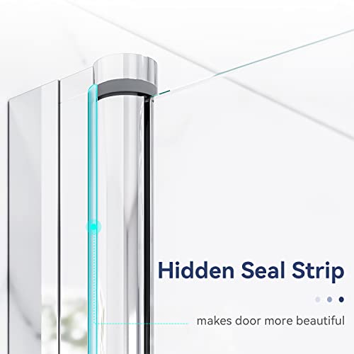 ELEGANT 32 in. W x 72 in. H Pivot Swing Shower Door, 1/4 in.Clear Glass Frameless Shower Door, Chrome Finish