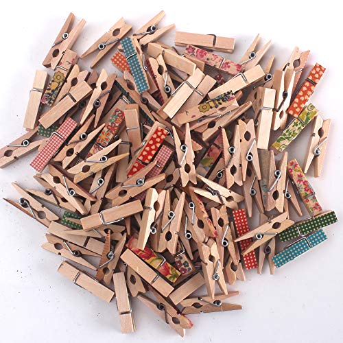 Z ZICOME Mini Wooden Clothespins Photo Paper Peg Craft Clips, 100 Pack