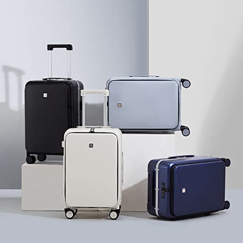 Hanke 20 Inch Carry On Luggage with Front Pocket Aluminum Frame (Can Not Open in The Middle) Hard Shell Suitcases with Wheels Rolling Luggage Suitcase with Lock Travel Luggage for Weekender- Grey