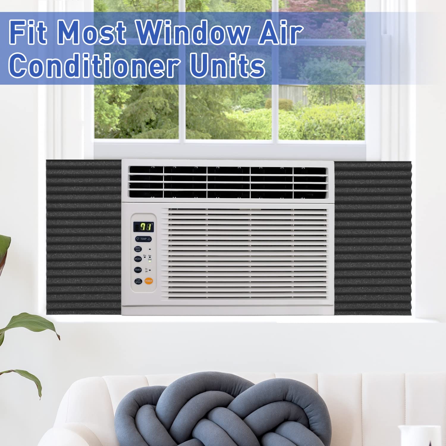 YoleShy Window Air Conditioner Side Panels Foam Panels for Window Air Conditioner, AC Units Window Kit 17 X 9 X 1 inch, Pack of 2, Black