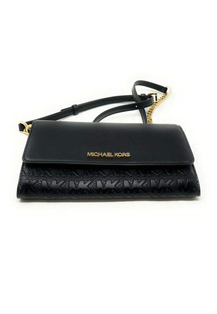 Michael Kors JET SET ITEM LARGE WALLET ON A CHAIN CROSSBODY BAG (Black)