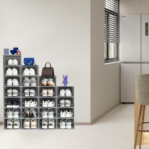 MEIXINZHI Narrow Shoe Rack, 8 Tiers Vertical Shoe Rack Shoe Tower Tall Slim Shoe Rack Storage Organizer for Closet Entryway Space Saving Corner Shoe Shelf