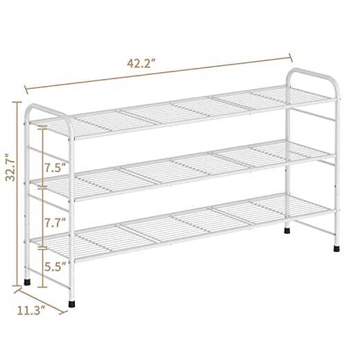 Dicasser 3-Tier Long Shoe Rack Organizer Extra Large Capacity for 24 Pairs,White