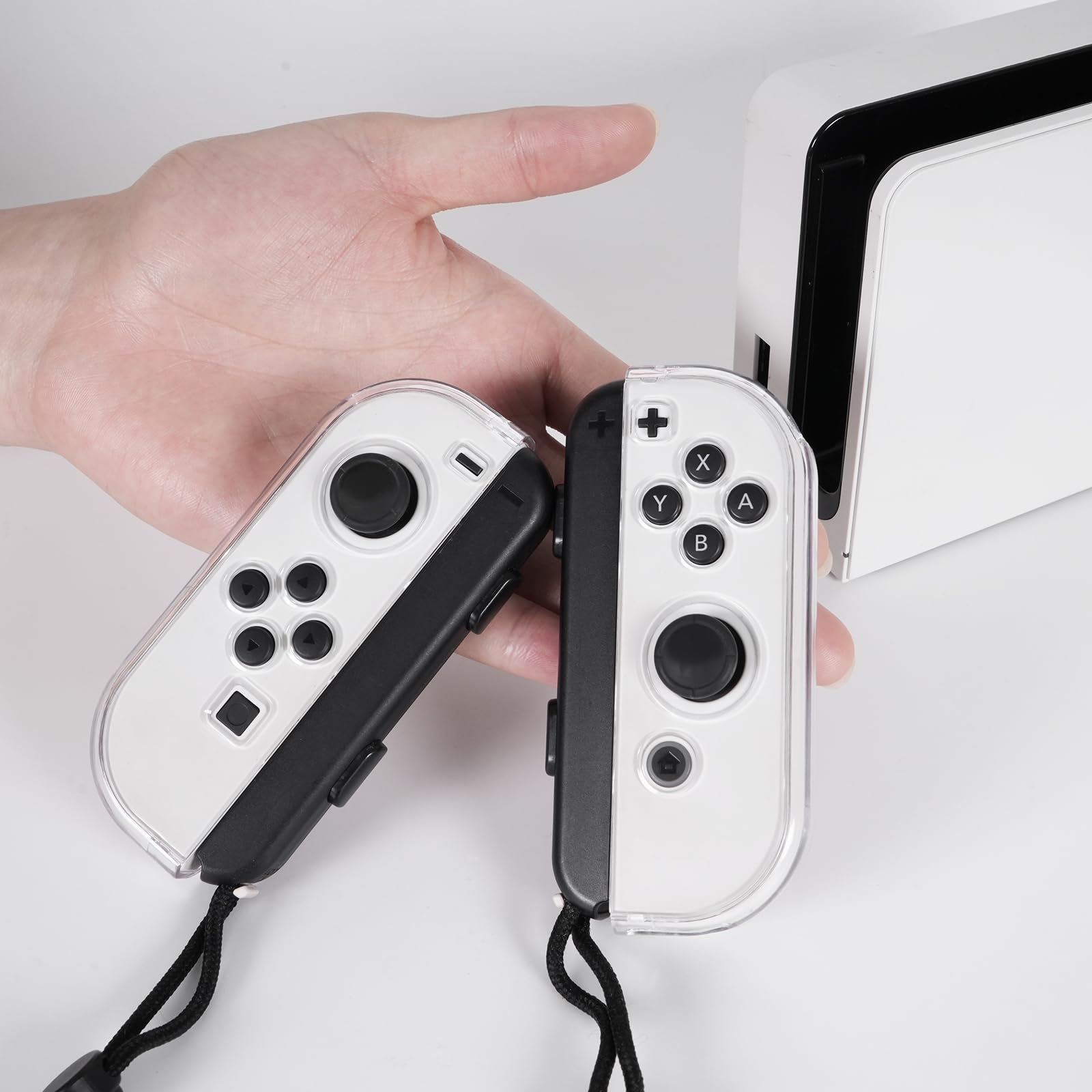 TIKOdirect Transparent Case Compatible with Switch OLED, Dockable Clear Protective Case for Switch OLED, Comfort Grip Case with Shock-Absorption and Anti-Scratch Design, Crystal Glitter