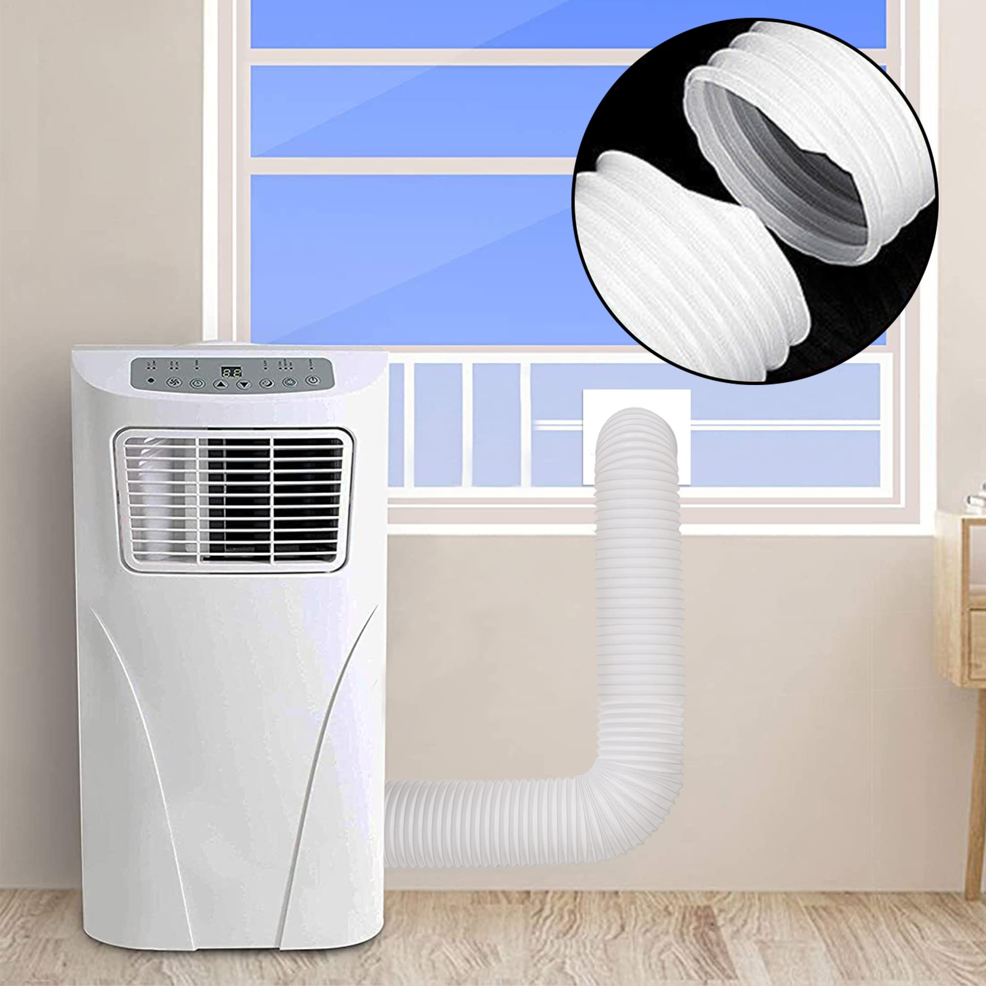 Cllayees Air Conditioner Hose Portable Exhaust Vent, 5.9" Diameter 80" Length Anti-Clockwise Thread, Expandable AC Universal Hose Compatible with Most Portable Air Conditioners