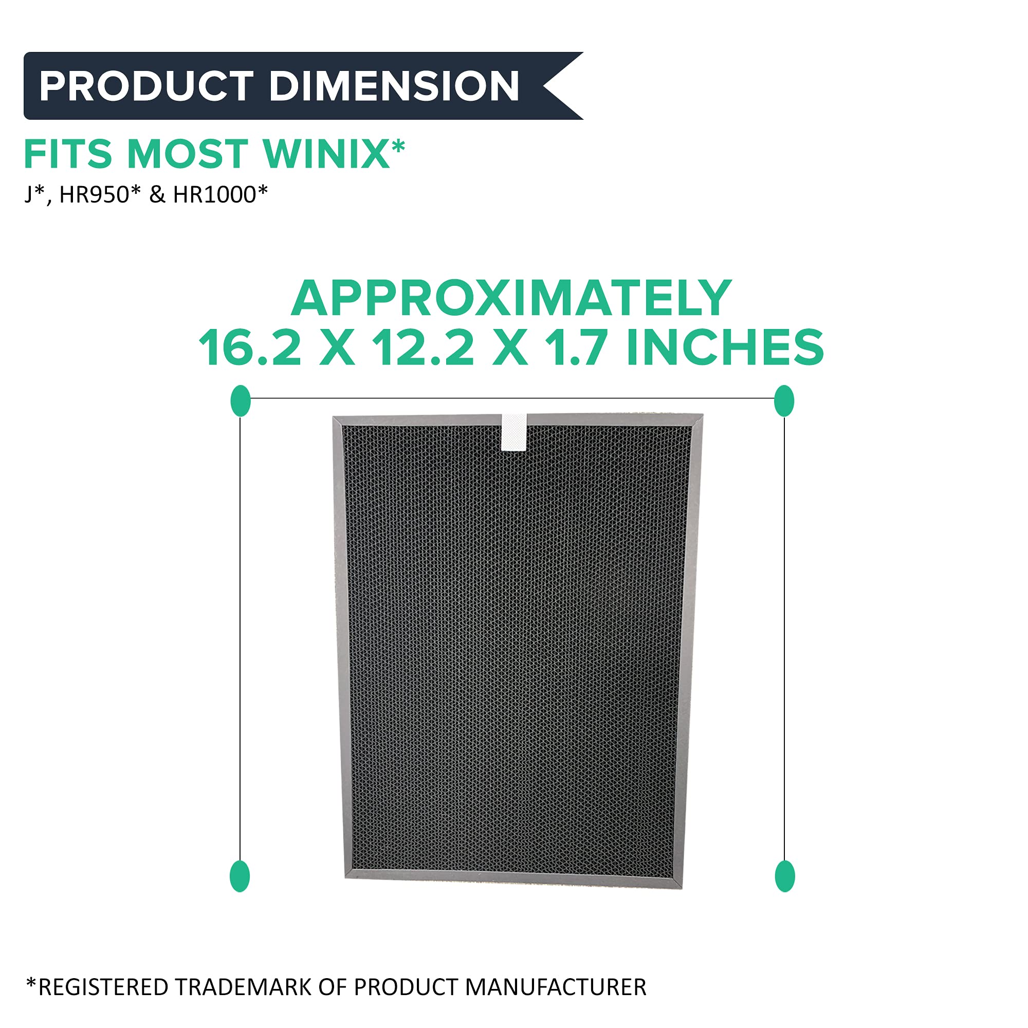 Think Crucial Replacement 4 Air Purifier Filters & 4 Carbon Filters Fit Winix J, Models HR950 & HR1000, Compatible with Part # 117130-8 PACK