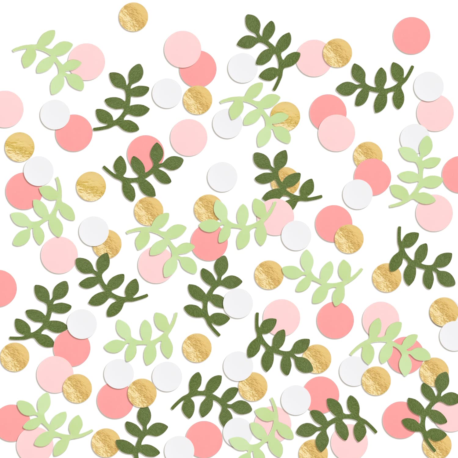 Greenery Golden Pink Eucalyptus Dots Confetti Baby Shower Green Scatter Table Decoration Flamingo Girl Boho Theme Party Bridal Shower Party Wedding Nursery Decor Supplies 210 Pcs