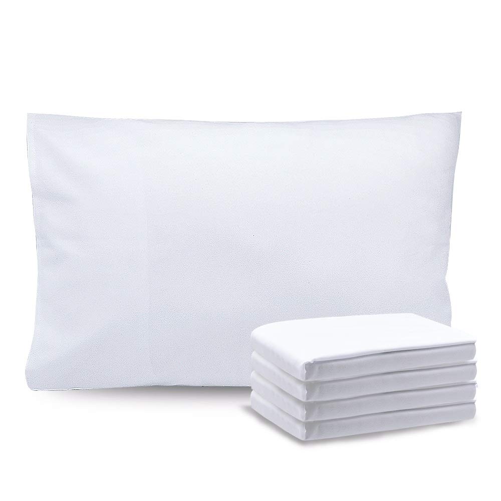 Brushed Microfiber Toddler Pillow Cases 14 x 20, Soft and Cozy Travel Pillowcase, Envelope Closure, White (Pack of 4)