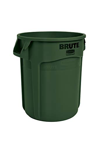 Rubbermaid Commercial Products FG261000DGRN BRUTE Heavy-Duty Round Trash/Garbage Can, 10-Gallon, Green