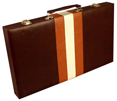 Large 18" Leatherette Backgammon Set - Brown