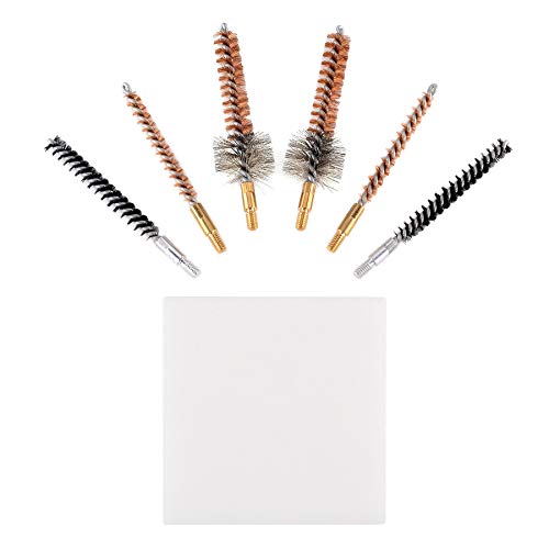 BOOSTEADY Phosphor Bristle Bronze Bore Brush Gun Cleaning Chamber Brush Kit with 50 Professional Square Patches in Zippered Pouch