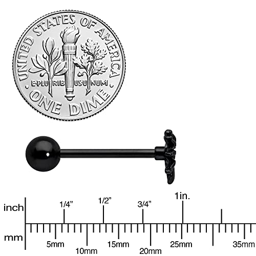 Body Candy Anodized Black 3D Spider Barbell Tongue Ring 14 Gauge 5/8"