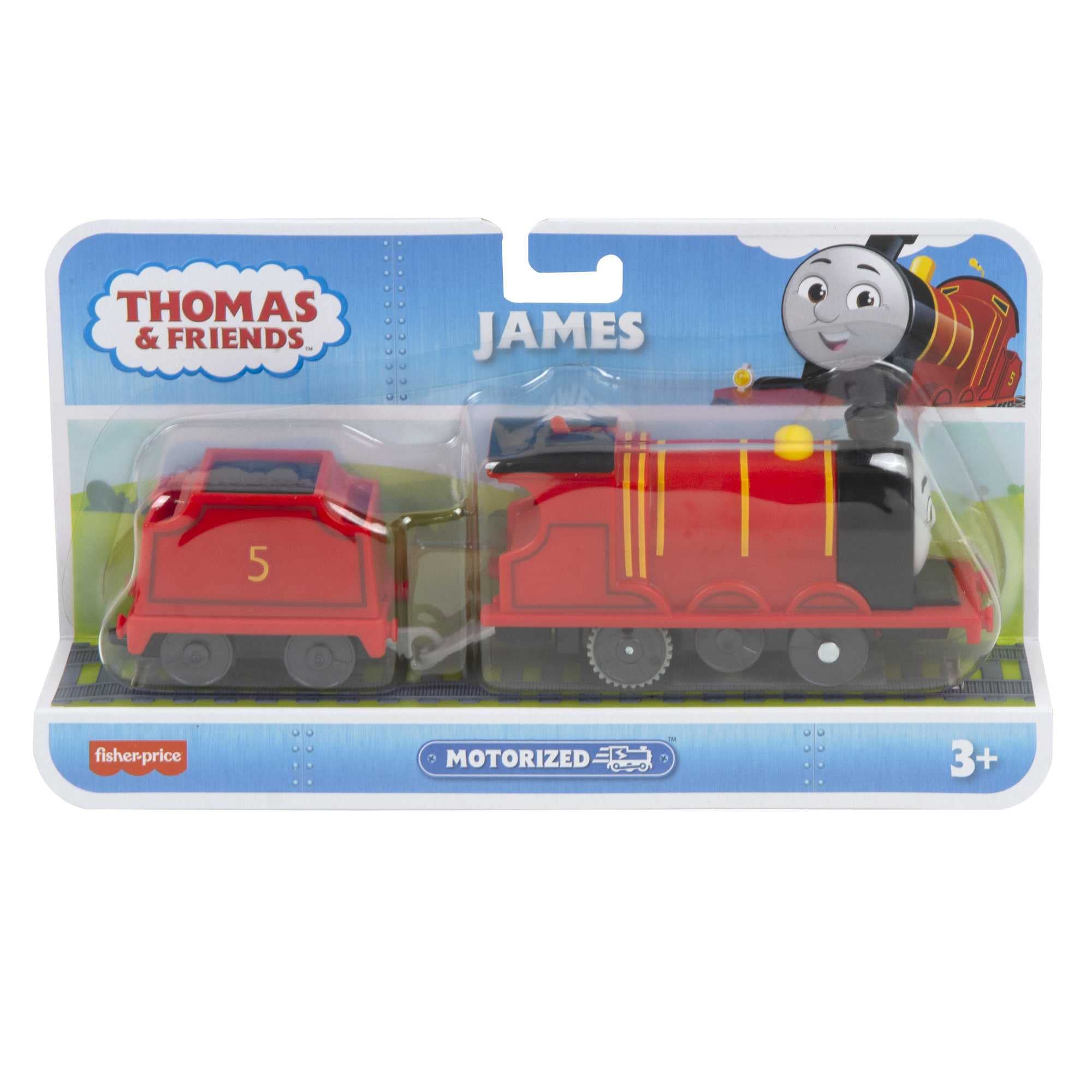 Thomas & Friends Motorized Toy Train James Battery-Powered Engine with Tender for Pretend Play Preschool Kids Ages 3+ Years