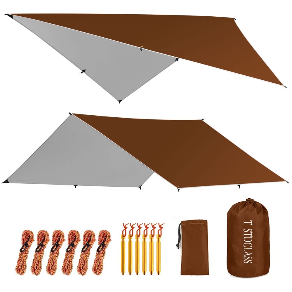 Camping Tarp, Hammock Rain Fly Waterproof Anti-UV, Lightweight Tent Tarp 10X10FT for Camping, Backpacking, Outdoor Traveling