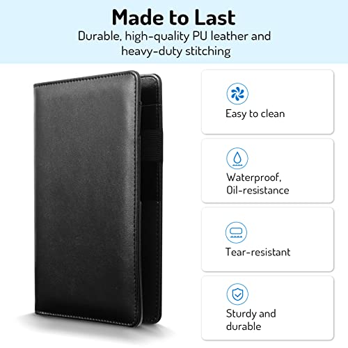 Server Book with 2 Zipper Pockets, Leather Server Books for Waitress, Waiter Book, Durable Waitress Book with Money Pocket and Zipper, Waiter Wallet Server Booklet Checkbook Fit Server Apron (Grass Green)