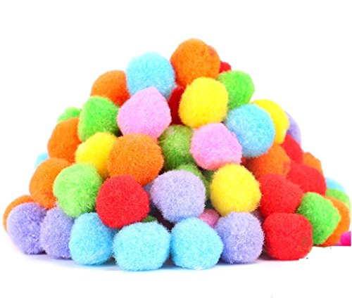 PET SHOW 100pcs 1.5"/3.8cm Cat Toy Balls Bulk Soft Kitten Pompon Toys Indoor Cats Interactive Playing Quiet Ball Cats Favorite Toy Assorted 10 Colors