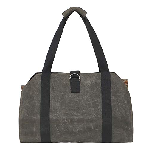 Elezay Log Carrier Waxed Canvas Bag Wood Holders Fireplace Stove Accessories