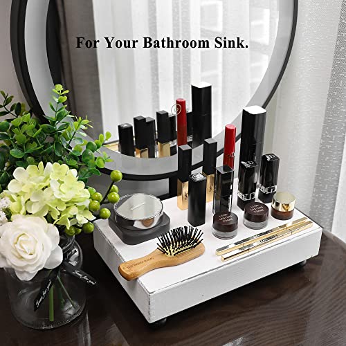 GBtroo Wood Riser for Display β Premium Home Decor for Bathroom β Display Stand with Non-Slip Mat β Eye-Catching Wooden Tray Sink Organizer β Charming in Any Home
