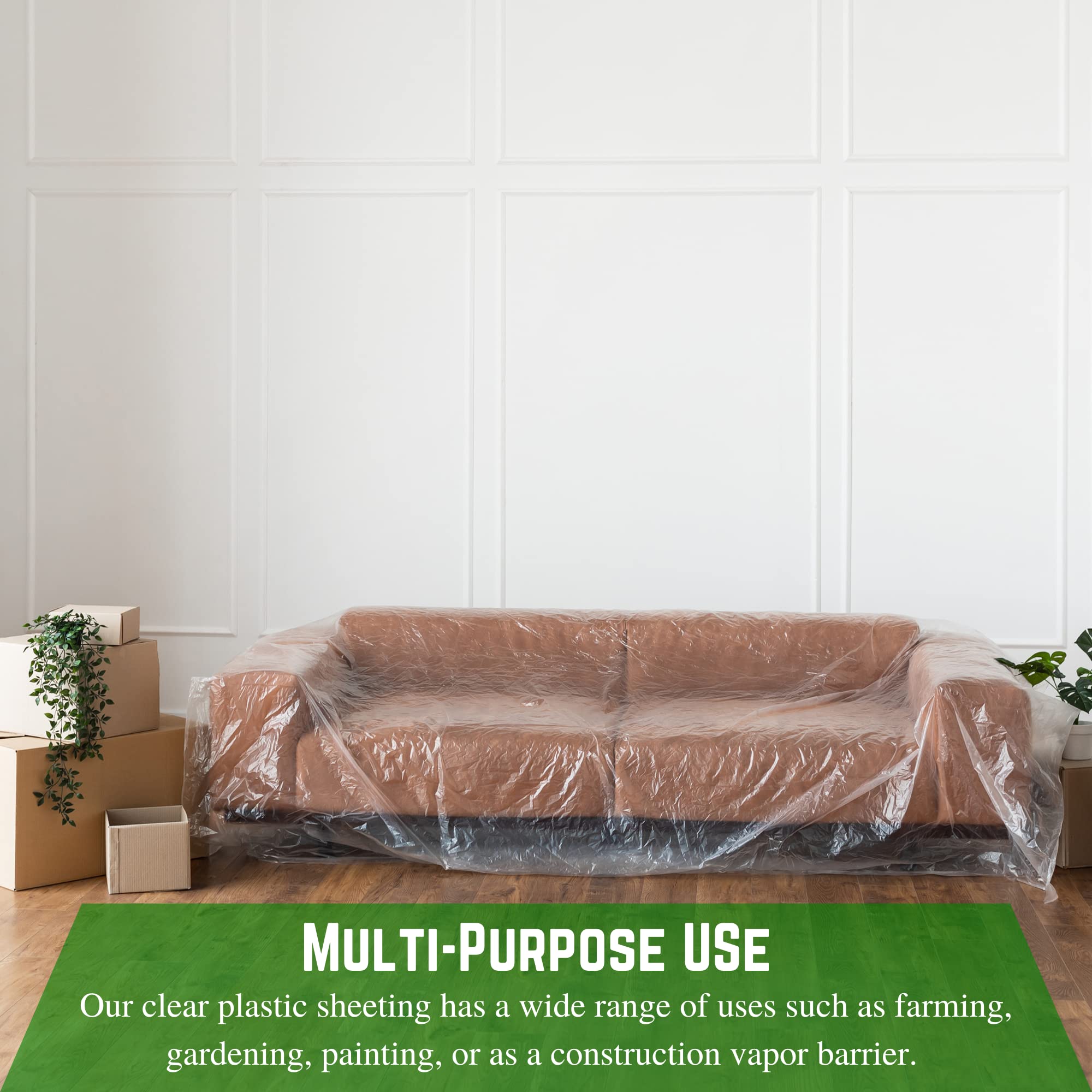 Farm Plastic Supply - Clear Plastic Sheeting - 4 mil - (6' x 100') - Thick Plastic Sheeting, Heavy Duty Polyethylene Film, Drop Cloth Vapor Barrier Covering for Crawl Space