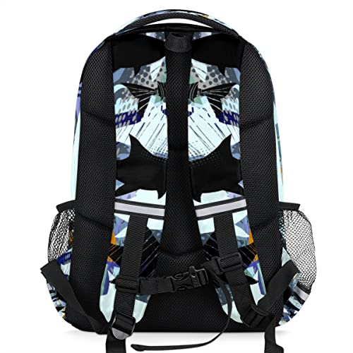 Grung Cool Shark Larger Student School Backpack, Durable Waterproof Travel Bag Daypack Laptop Bags College Bookbags with Reflective Strip