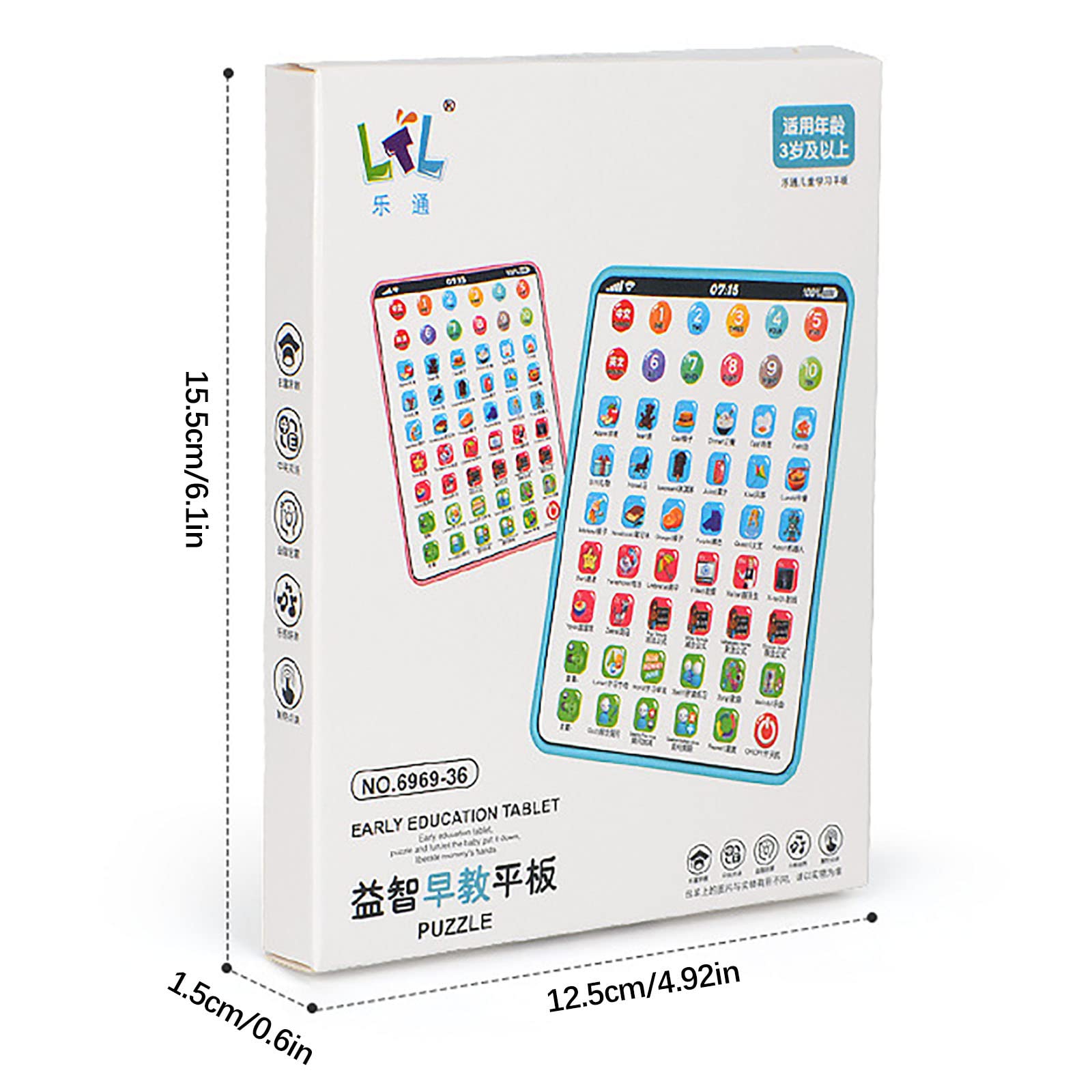 Children's Tablet Reading Machine/Learning Pad/Toddler Touch Learning Pad with 6 Games to Learn Letters, Numbers, Music & Words Interactive Toy for Educational Preschool Boys & Girls