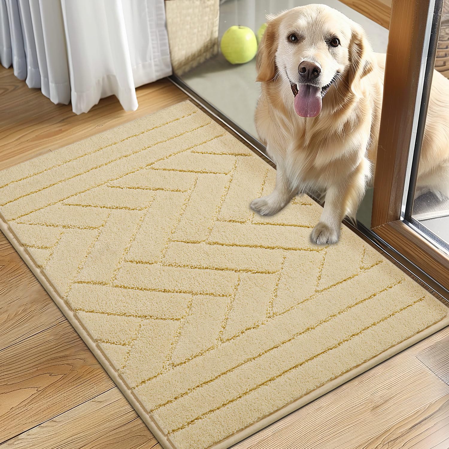 Tindbea Dog Mat for Muddy Paws,Absorbs Moisture Dirt Non-Slip Washable Mud Mat for Dogs,Soft Rubber Backing Front Inside Pet Rug for Entryway, Mud Dog Paws, Patio(24"x35", Blue)
