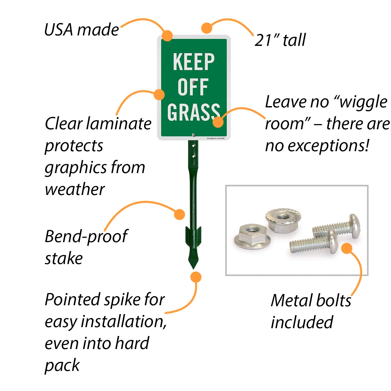 SmartSign 10 x 7 inch “Keep Off Grass” LawnPuppy Yard Sign and 18 inch Stake Kit, 40 mil Laminated Rustproof Aluminum, Green and White, Set of 1, Made in USA
