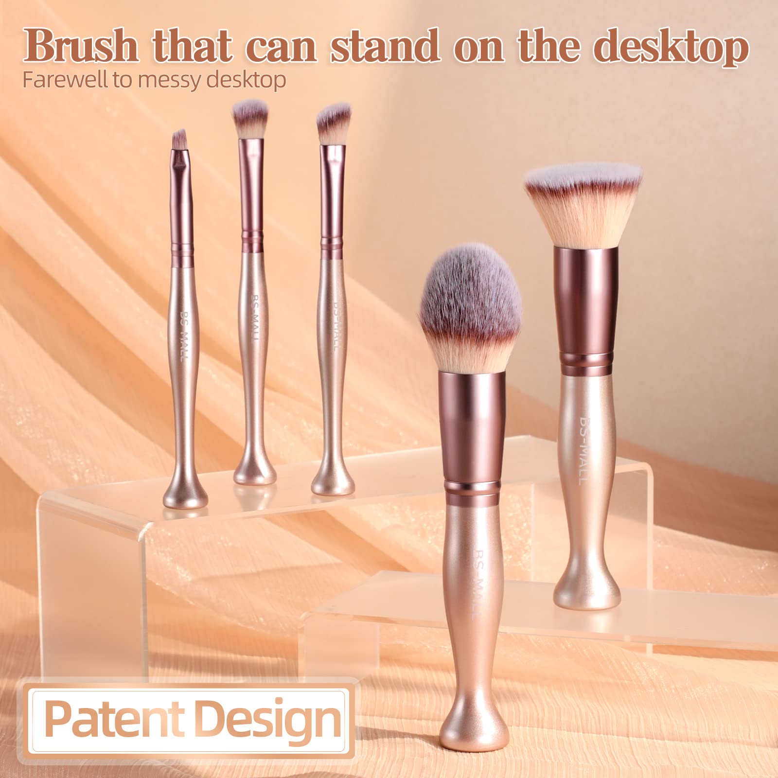 BS-MALL Makeup Brushes Stand Up Premium Synthetic Foundation Powder Concealers Eye Shadows (14rose)