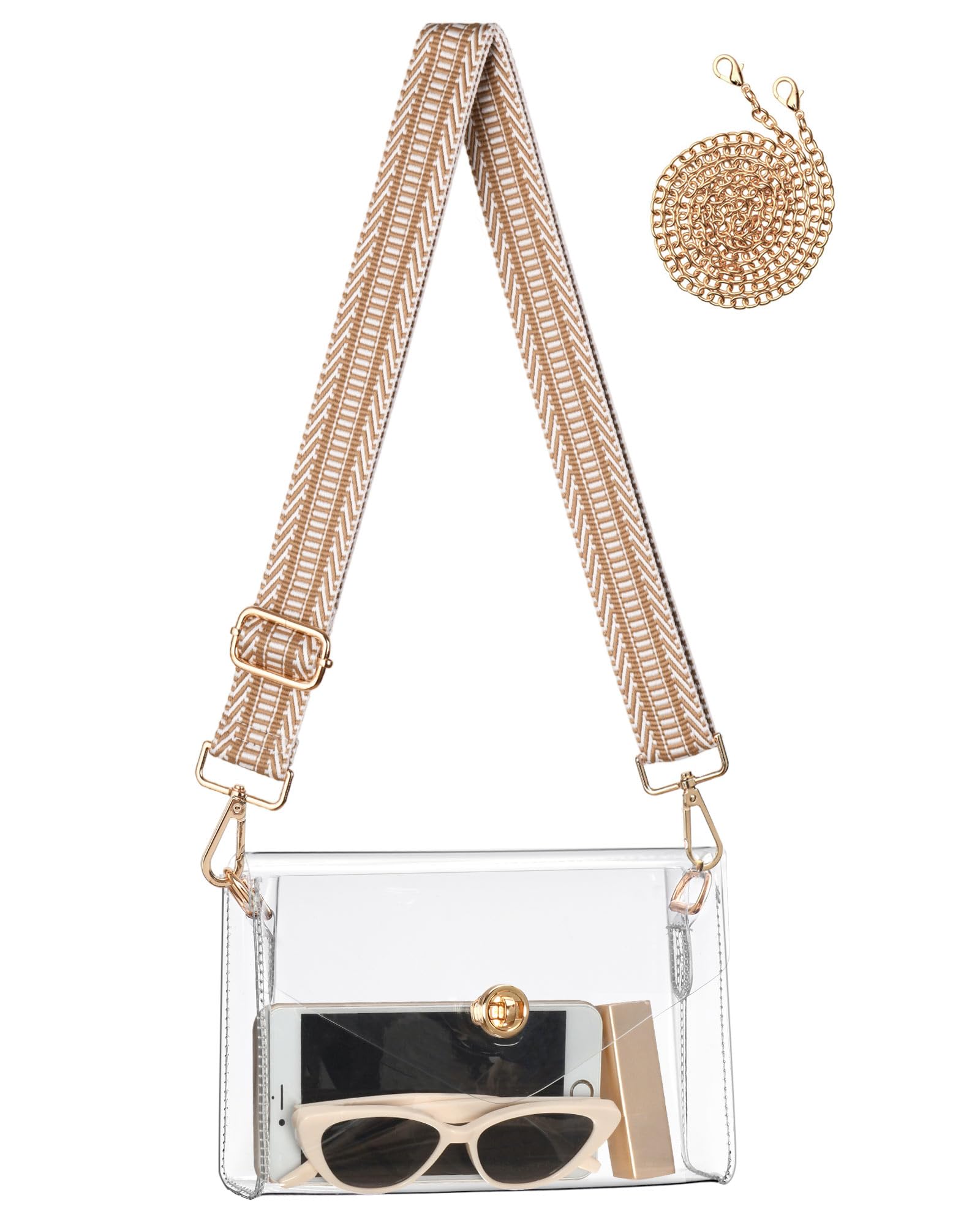 BS-VOG Clear Purse for Women, Clear Crossbody Bag Stadium Approved, Small Cute Clear Stadium Bag for Concerts Sports Events