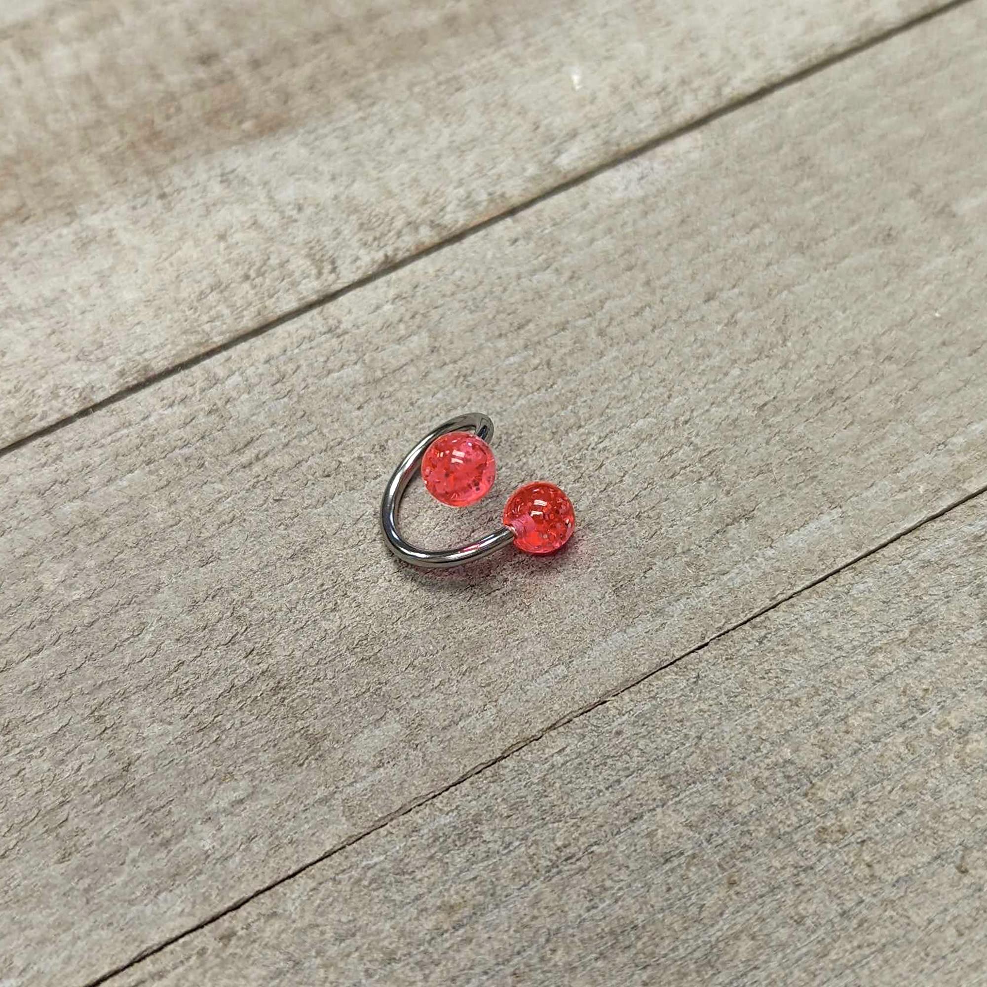 Body Candy Stainless Steel Pink Glitter Acrylic Ball Spiral Twister Belly Ring