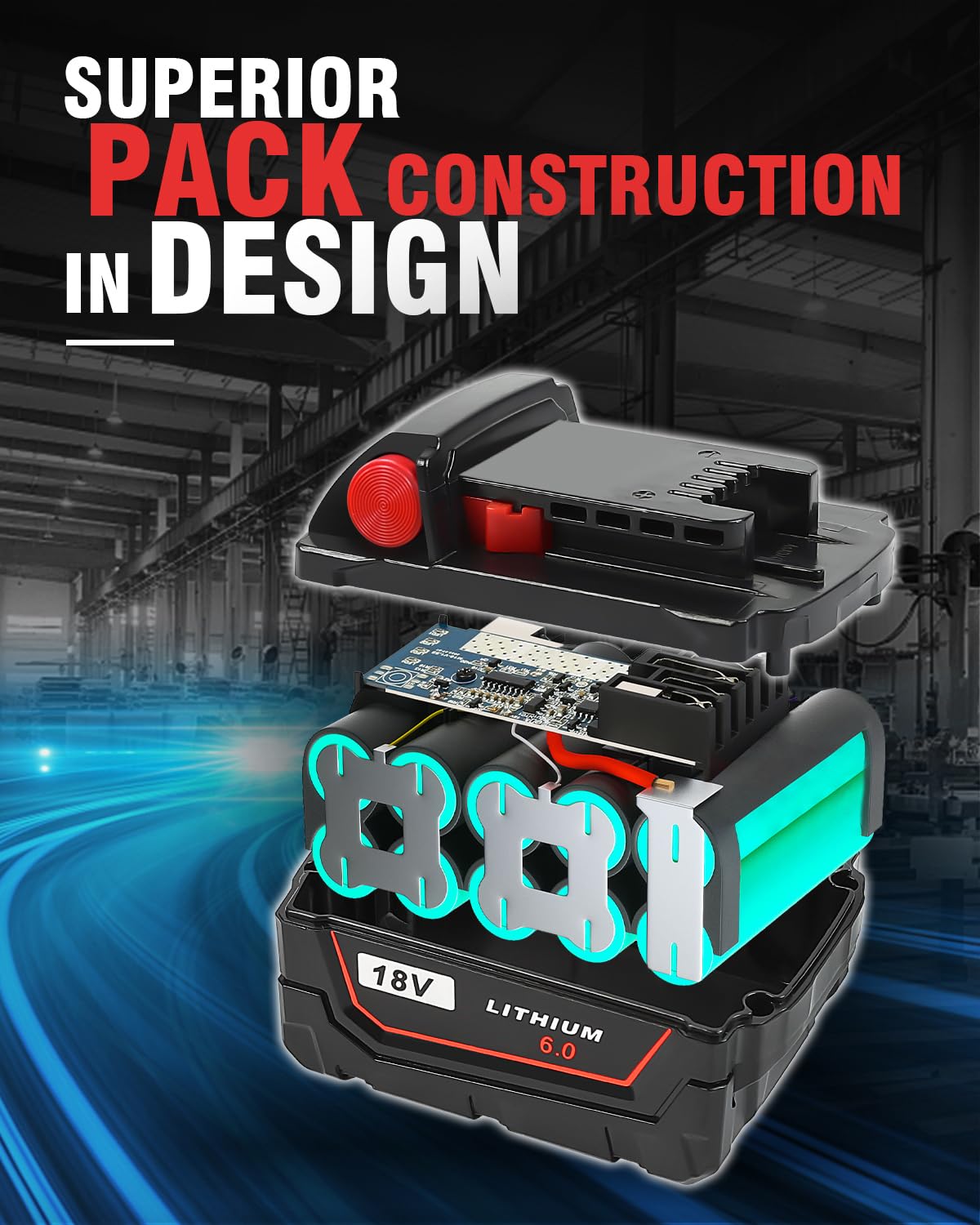 Bslite 4Packs Replacement for Milwaukee M18 Battery 6.0Ah 48-11-1862 Compaitble with Milwaukee 18V Battery Tools and Charger(Black)