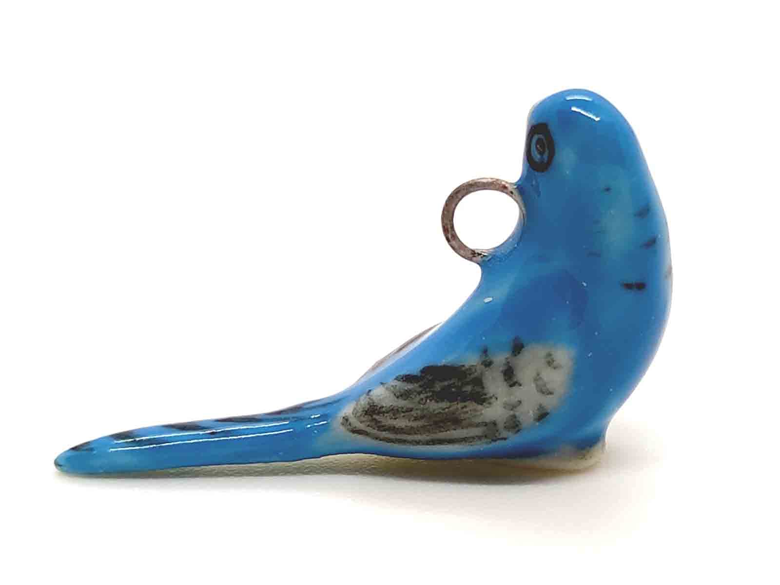 SSJSHOP Macaw Bird Micro Tiny Dollhouse Figurines Ceramic Hand Painted Animals Collectible Small Gift Home Garden Decor (Blue Pendent)