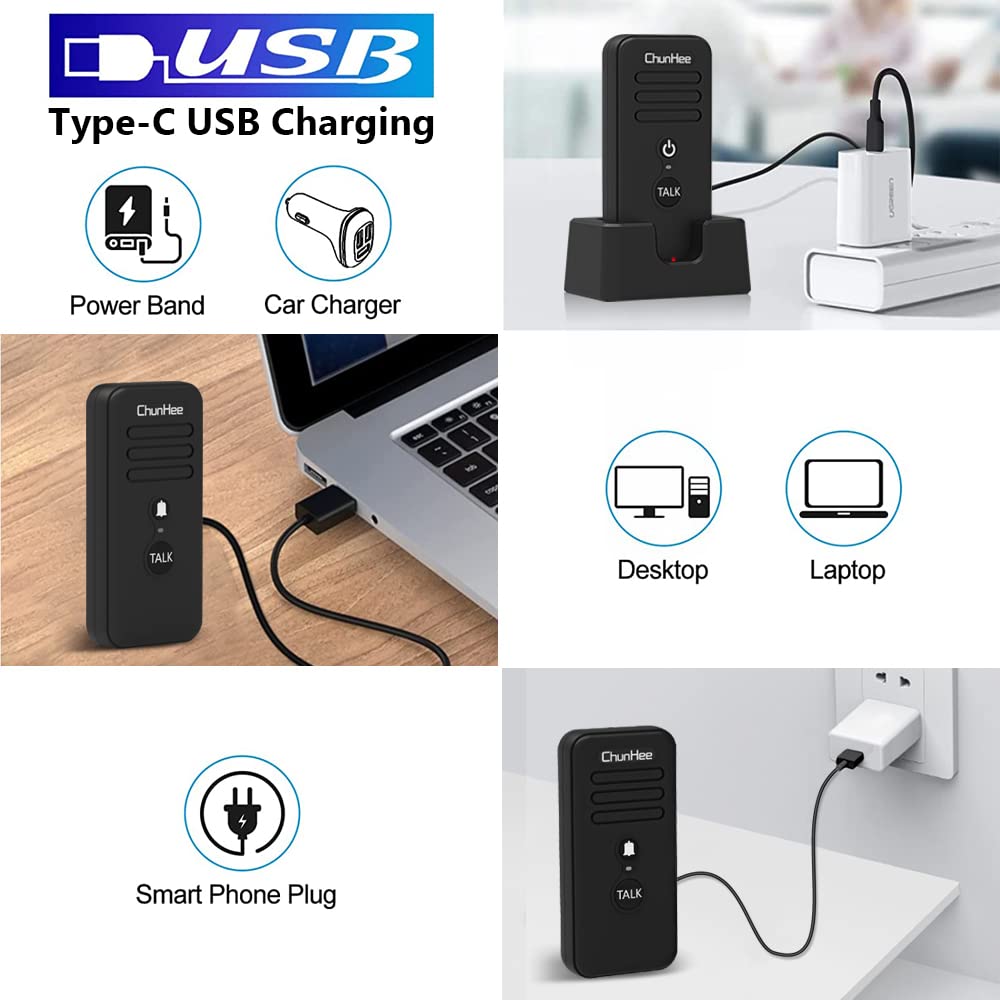 ChunHee Wireless Home Intercom System for Elderly, 7 Pack Two-Way Communication Caregiver Pager Nurse Calling System for Patient/Senior/Disabled/Nursery