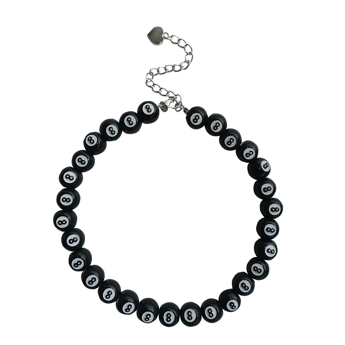 Billiard 8 Ball Choker Necklace Black # 8 Lucky Vintage Statement Y2K Goth Punk Cool Indie Creative Necklace Bracelet for Women Men… (Style1 Choker)